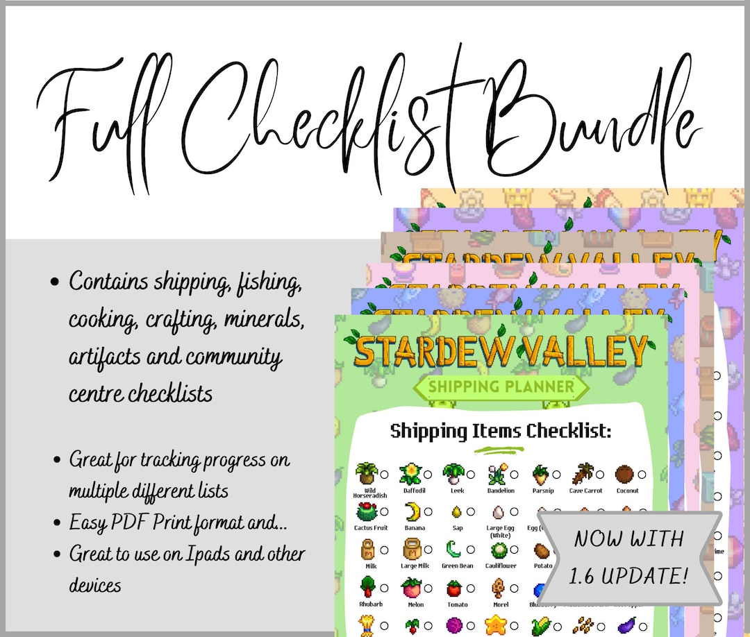 Full Checklist Bundle | Digital Download | PDF Print - Etsy