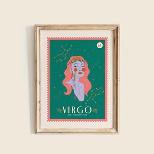 Virgo Star Sign Art Print, Virgo Zodiac Poster, Celestial Wall Art ...