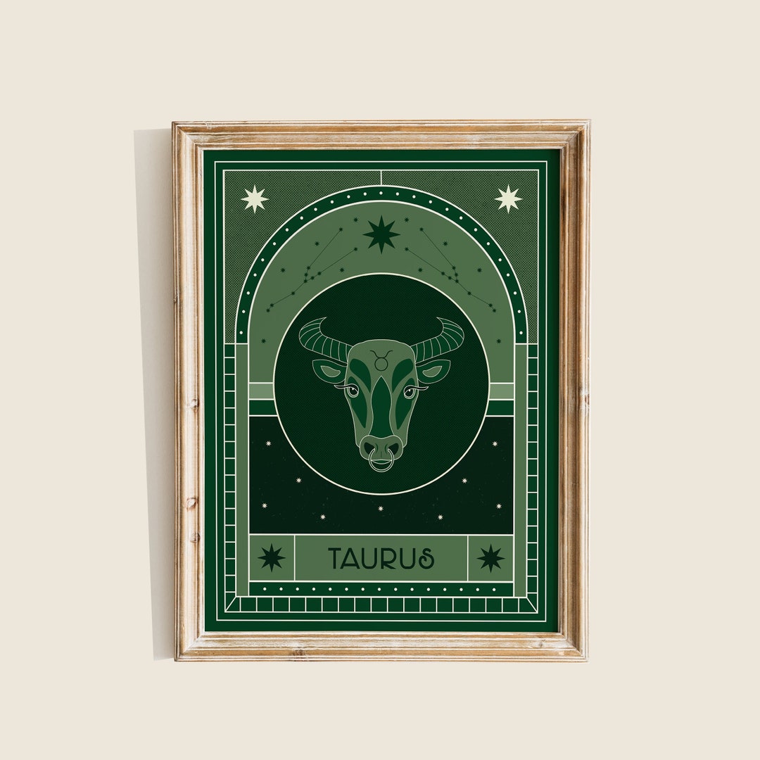 Taurus Star Sign Art Print, Taurus Zodiac Poster, Celestial Wall Art ...