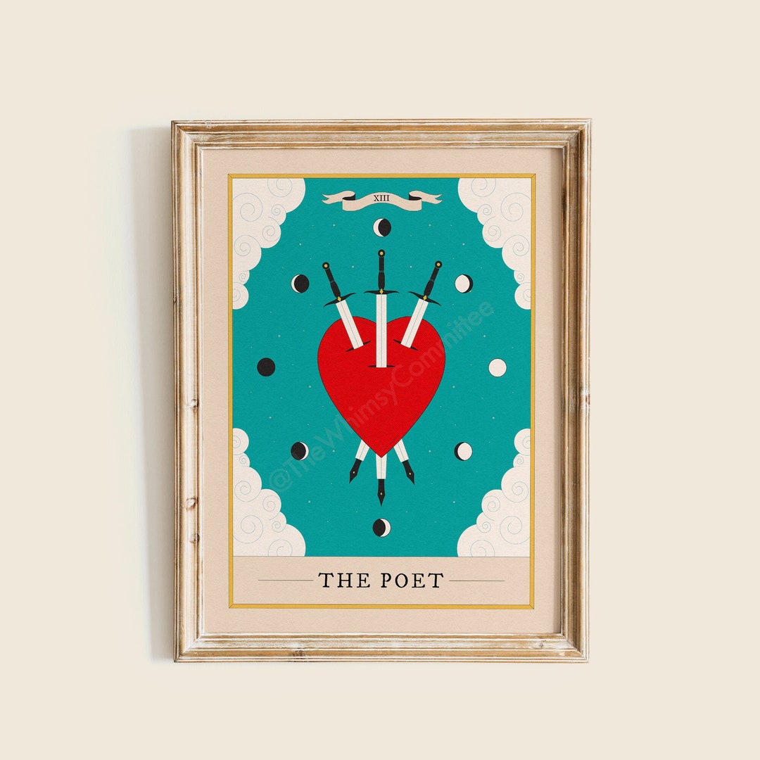 The Poet Tarot Card Art Print, Tortured Poet Poster, Illustrated Wall ...
