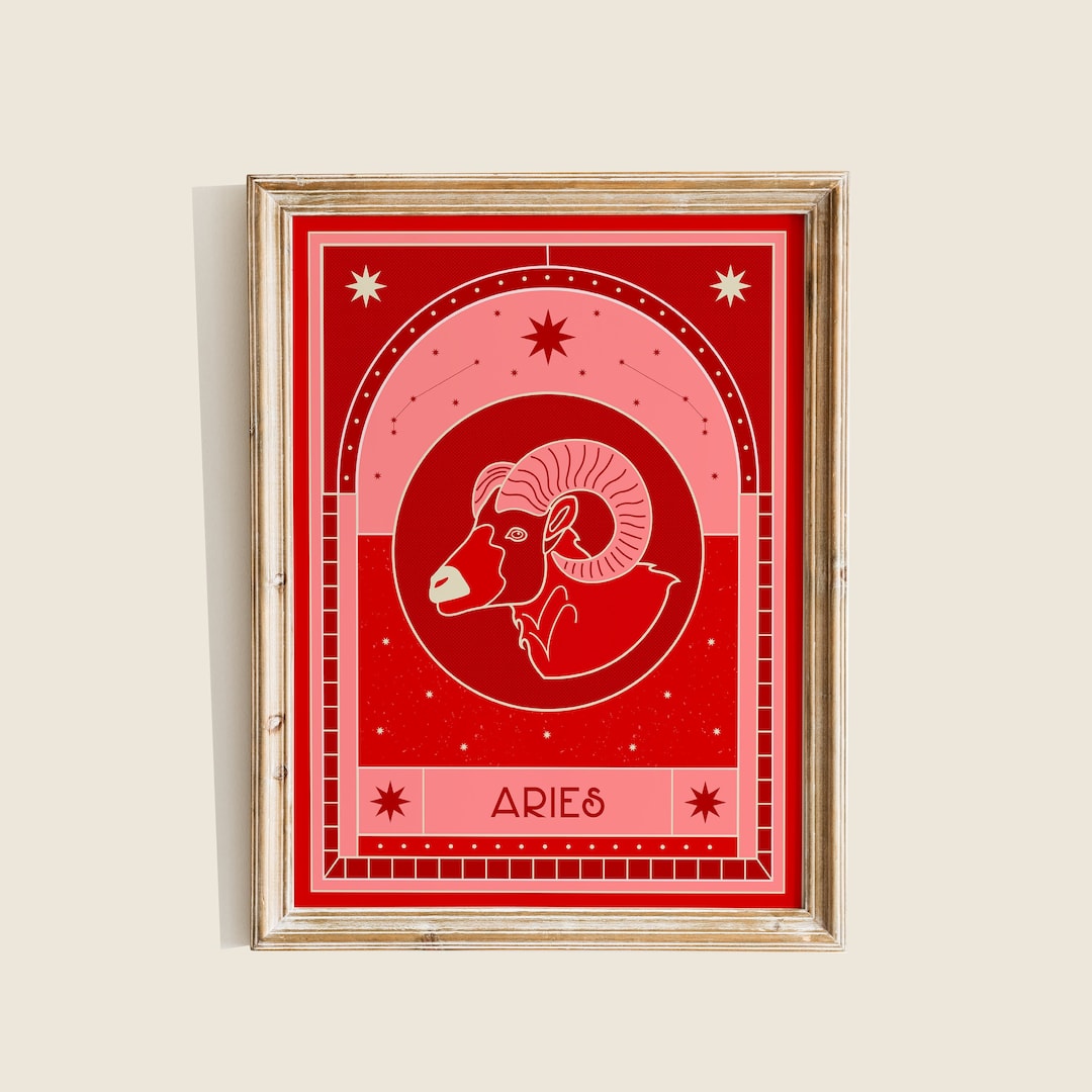 Aries Star Sign Art Print, Aries Zodiac Poster, Celestial Wall Art ...