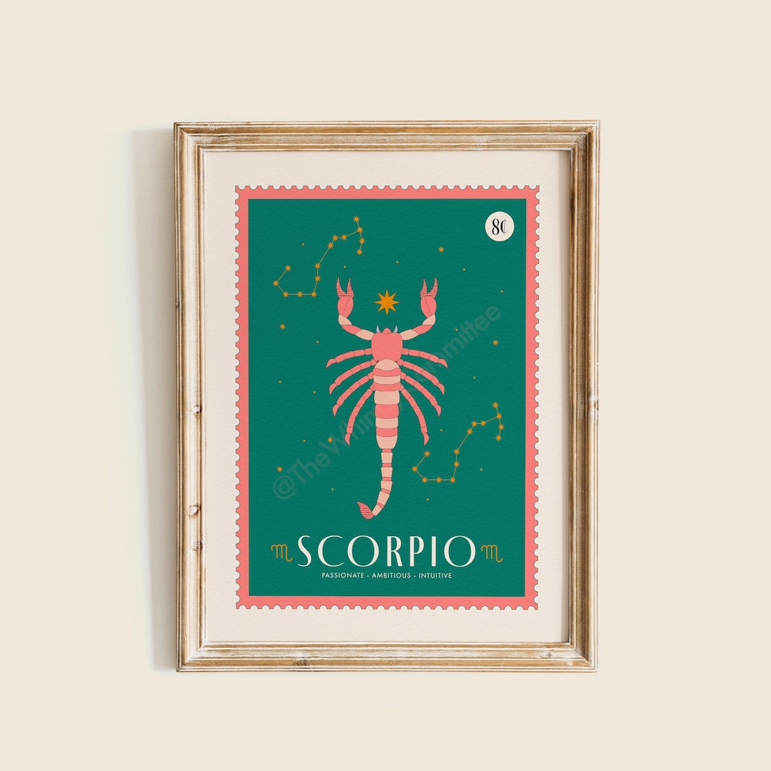Scorpio Star Sign Art Print, Scorpio Zodiac Poster, Celestial Wall Art ...