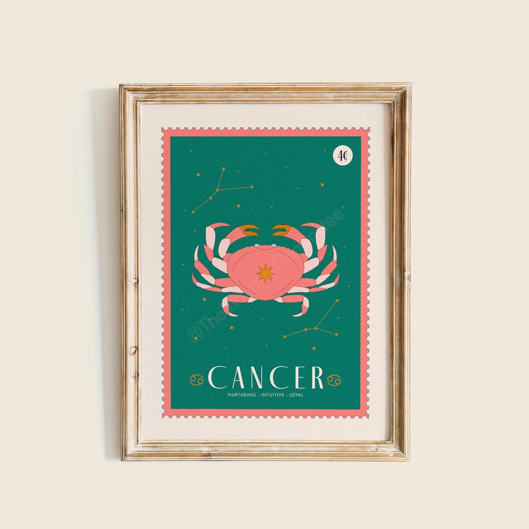 Cancer Star Sign Art Print, Cancer Zodiac Poster, Celestial Wall Art ...