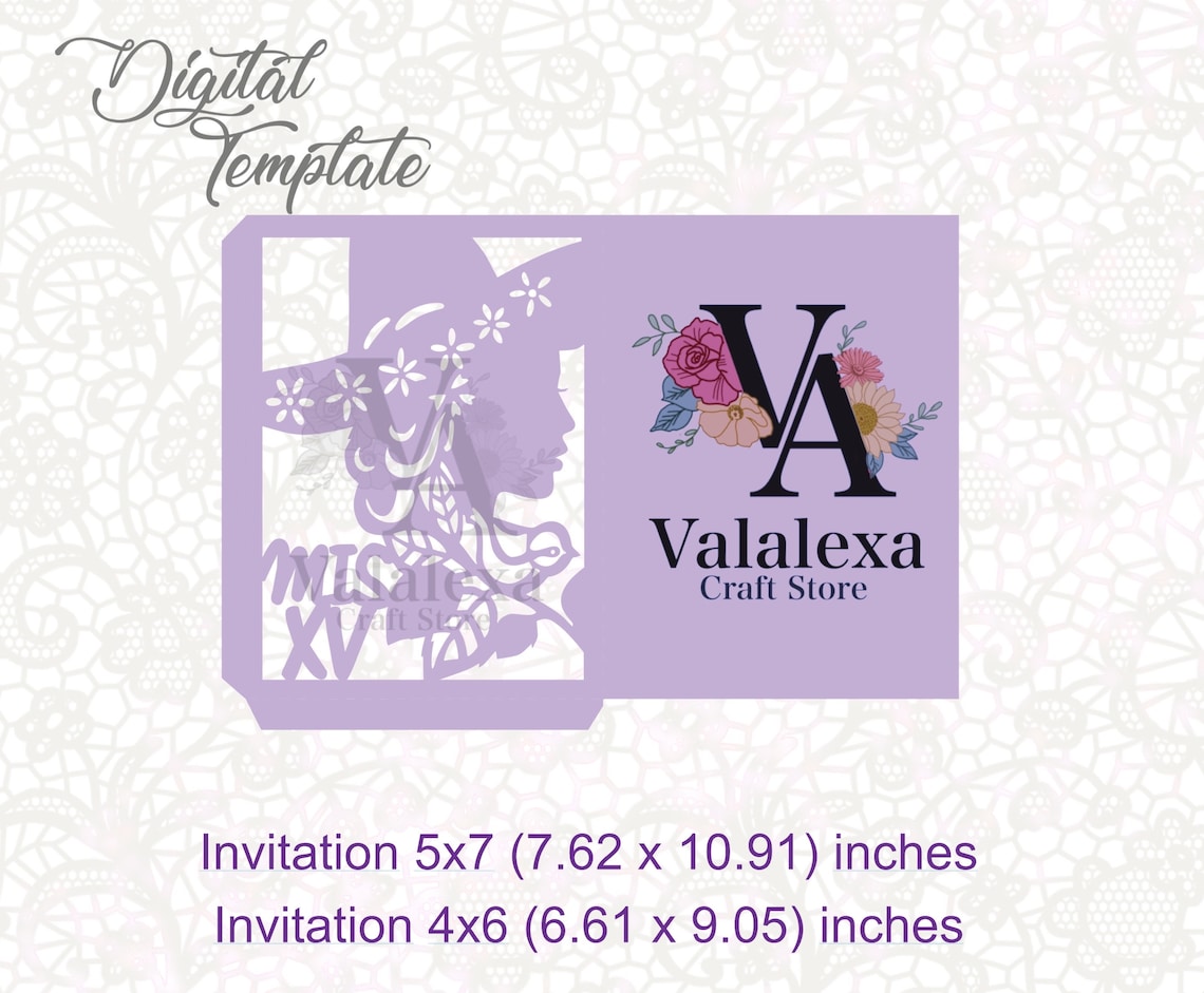 Mexican Charra Quinceañera Invitation Card Template, SVG, Laser Cut ...