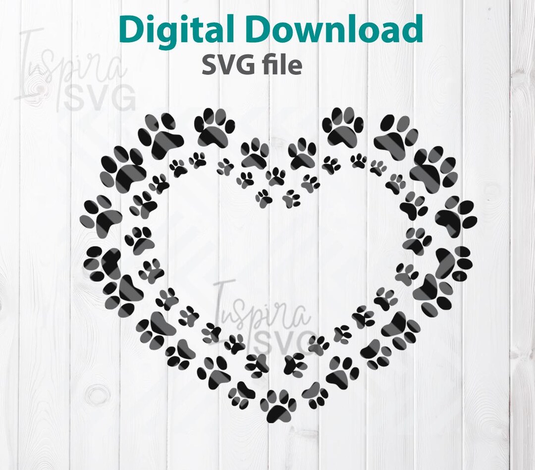 Paw Print Heart SVG, Paw Print SVG, Valentine's Day SVG, Valentine File ...
