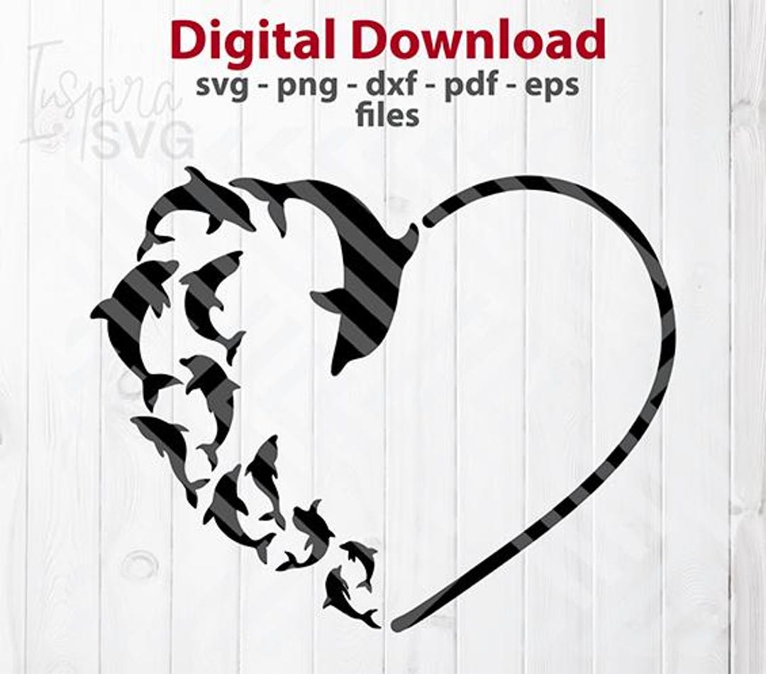 Dolphin Heart SVG: Valentine's Day Design (digital Download) - Etsy