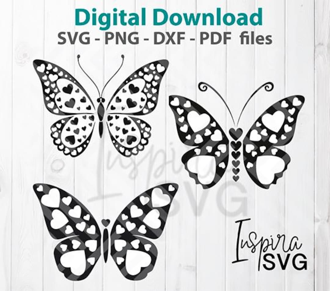 Hearth Butterflies SVG, Butterfly Svg, Butterfly Outline Svg, Butterfly ...