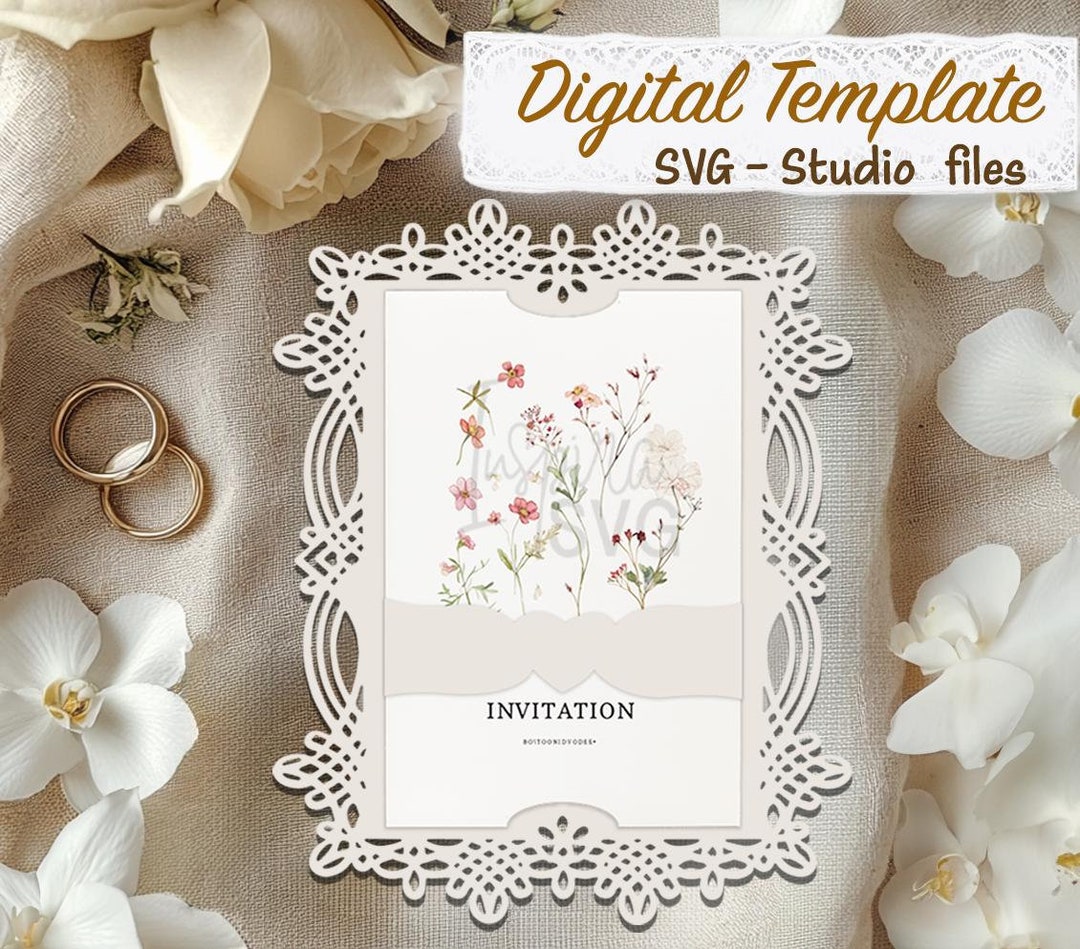 Wedding Invitation SVG, Laser Cut Wedding Invitation, Lace Edge ...