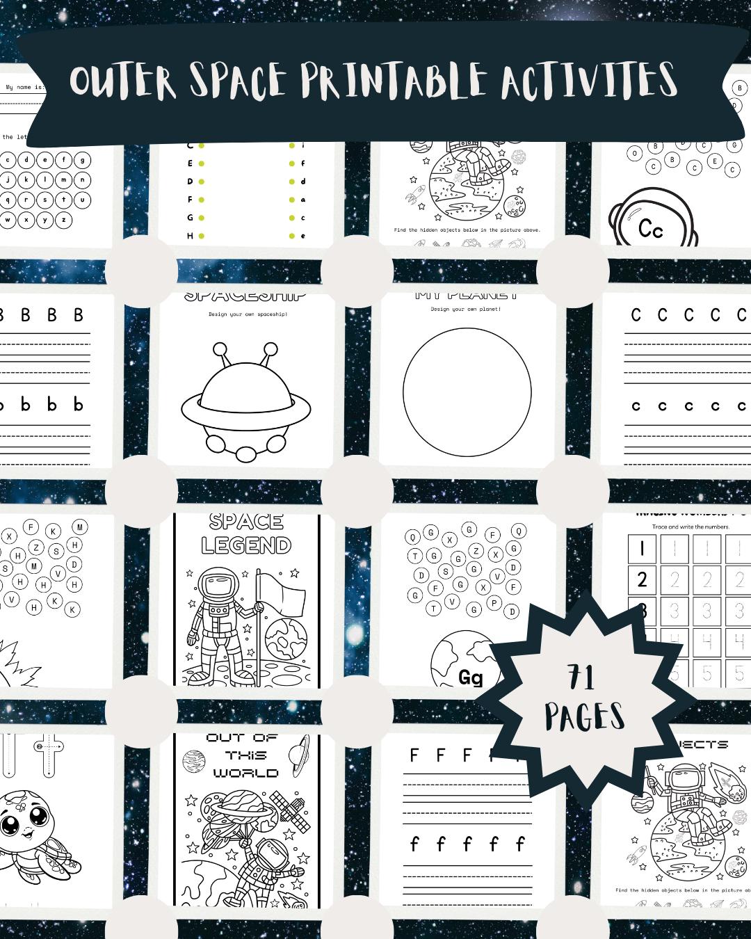 Outer Space Kids Activity Book: Printable Learning Games (digital ...