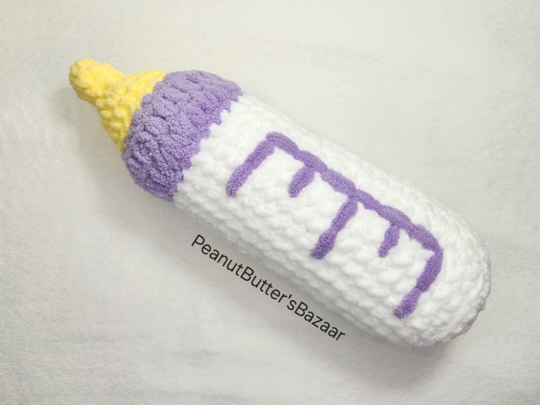 Lilac Purple Baby Bottle Rattle Giant Crochet Plush Toy ADULT Size for ...