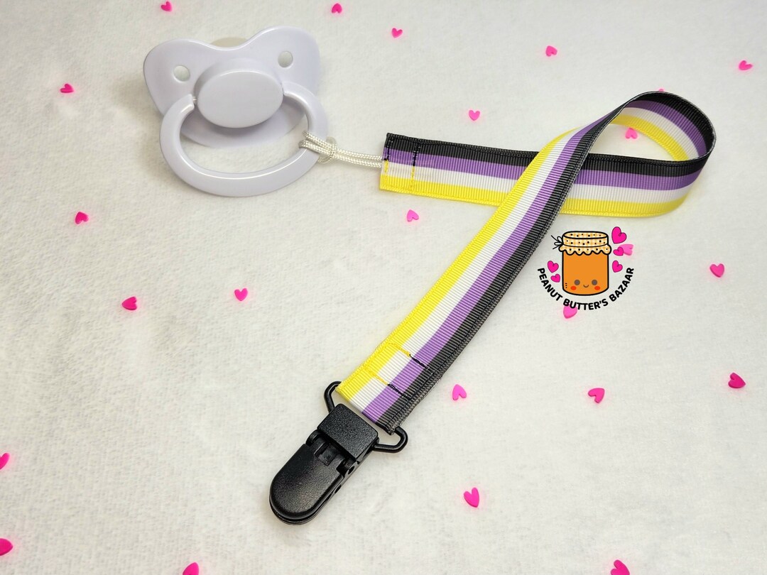 Nonbinary Pride Print loop Version ADULT Pacifier Clip long - Etsy