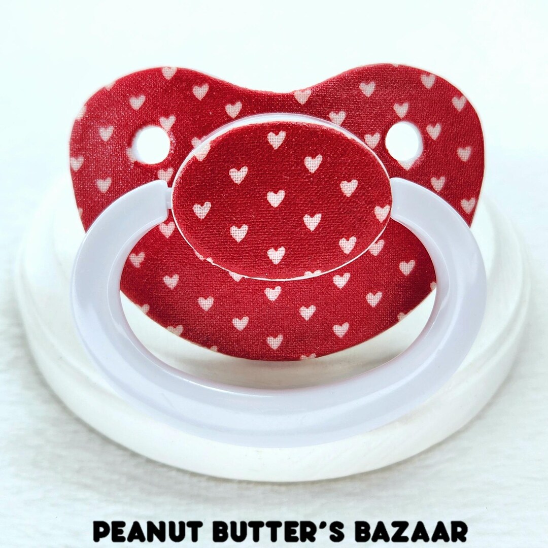 Lil Hearts ~ADULT SIZE~ Waterproof Fabric Decorated Pacifier | Adult ...