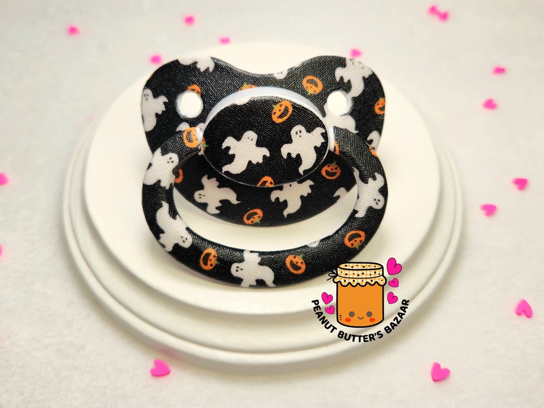 Spooky Lil Ghosts Waterproof Fabric Decorated Adult Pacifier for Adult ...