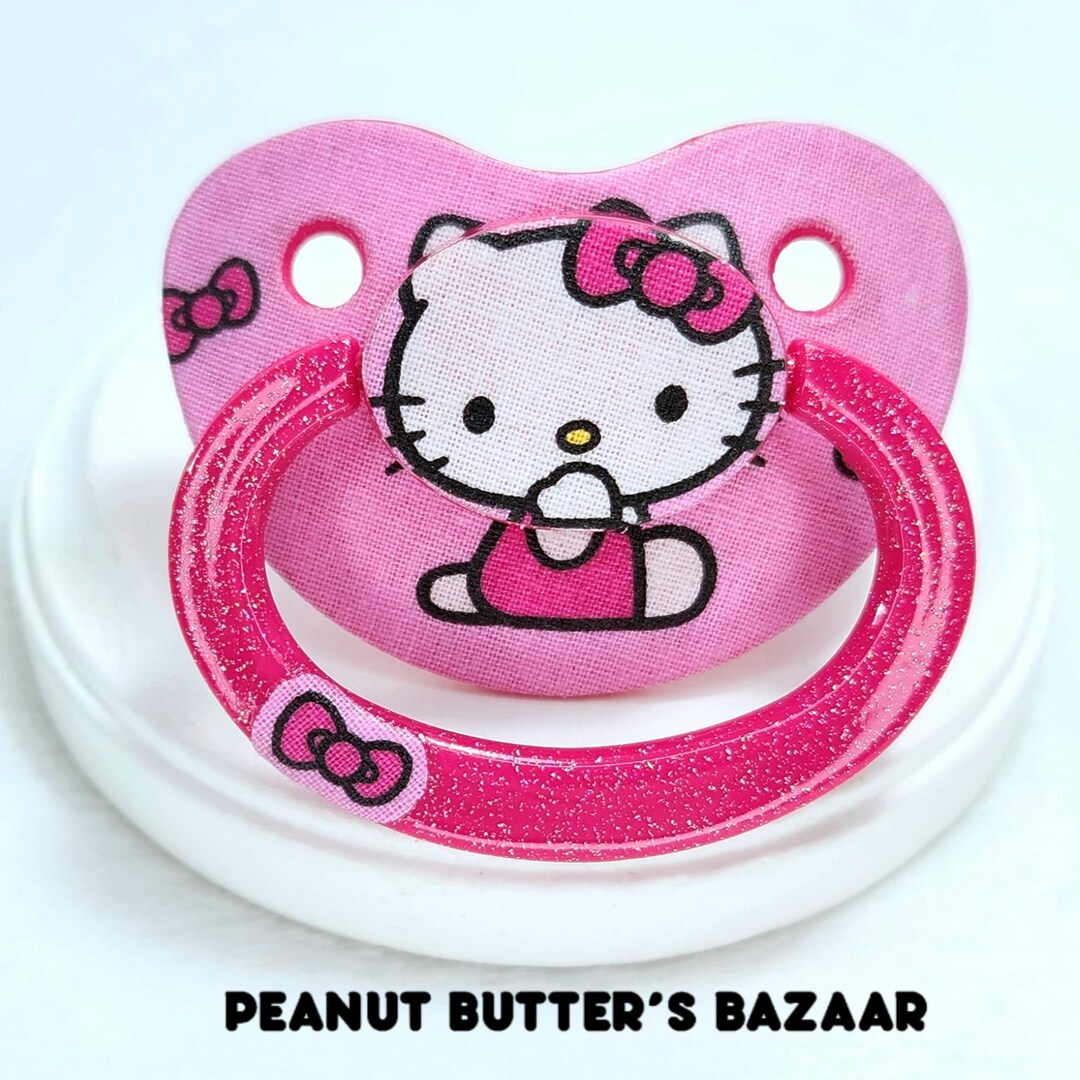 Pink Kitty ~ADULT SIZE~ Waterproof Fabric Decorated Pacifier | Adult ...