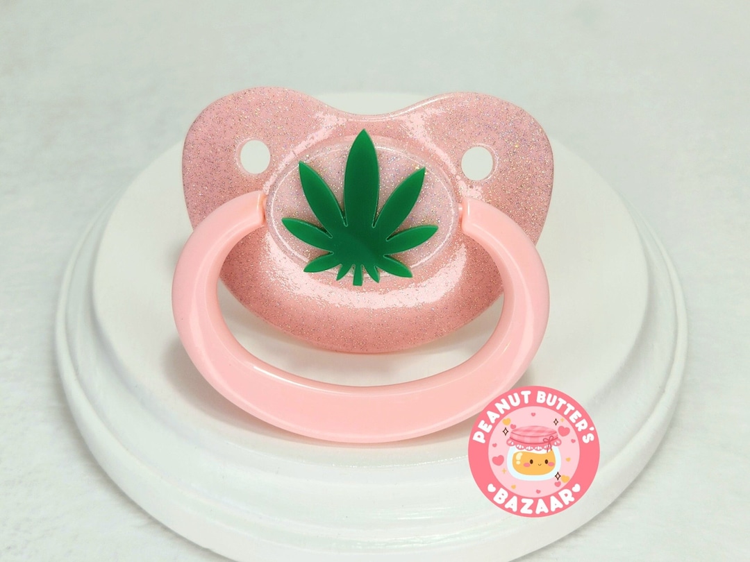Pink Cannabis Hologrphic Sparkle Adult Pacifier for Adult Babies - Etsy