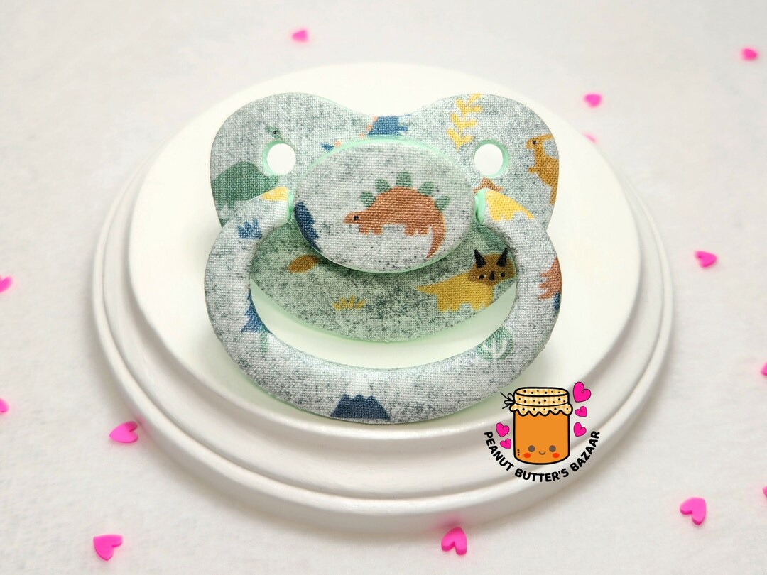 Tiny Dinos Waterproof Fabric Decorated Adult Pacifier for Adult Babies ...
