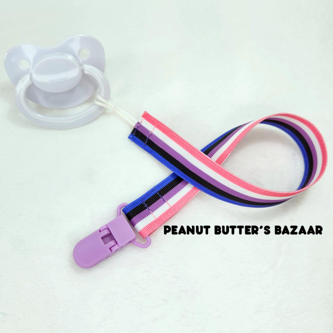 Genderfluid Pride Ribbon Pacifier Clip ~ADULT SIZE~ Double Sided Print ...