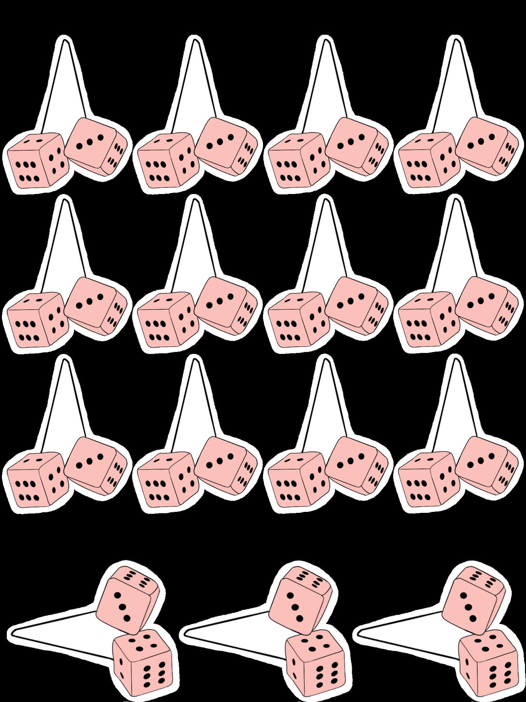 15 Sticker Pack Pink Fluffy Car Dice - Etsy