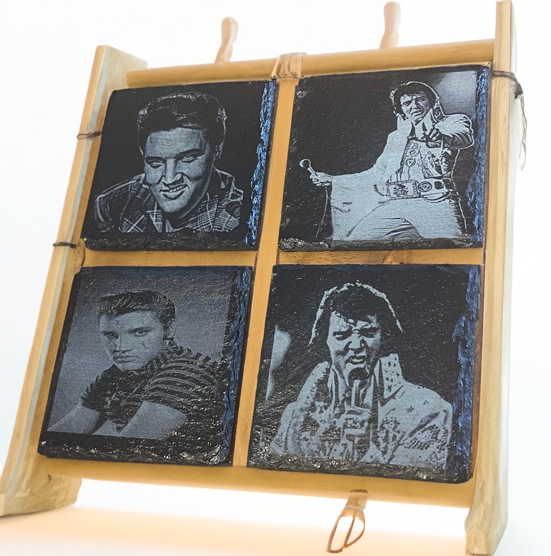 Elvis Presley Elvis Laser Engraved Slate Coaster - Etsy