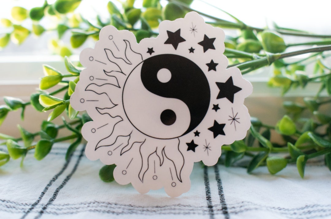 Celestial Yin and Yang Transparent Sticker Black and White | Perfect ...