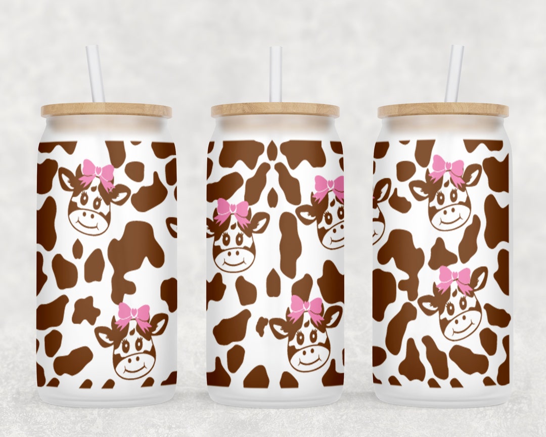 16oz Glass Can Cow Full Wrap, Frosted Can, Sublimation Cow PNG File - Etsy
