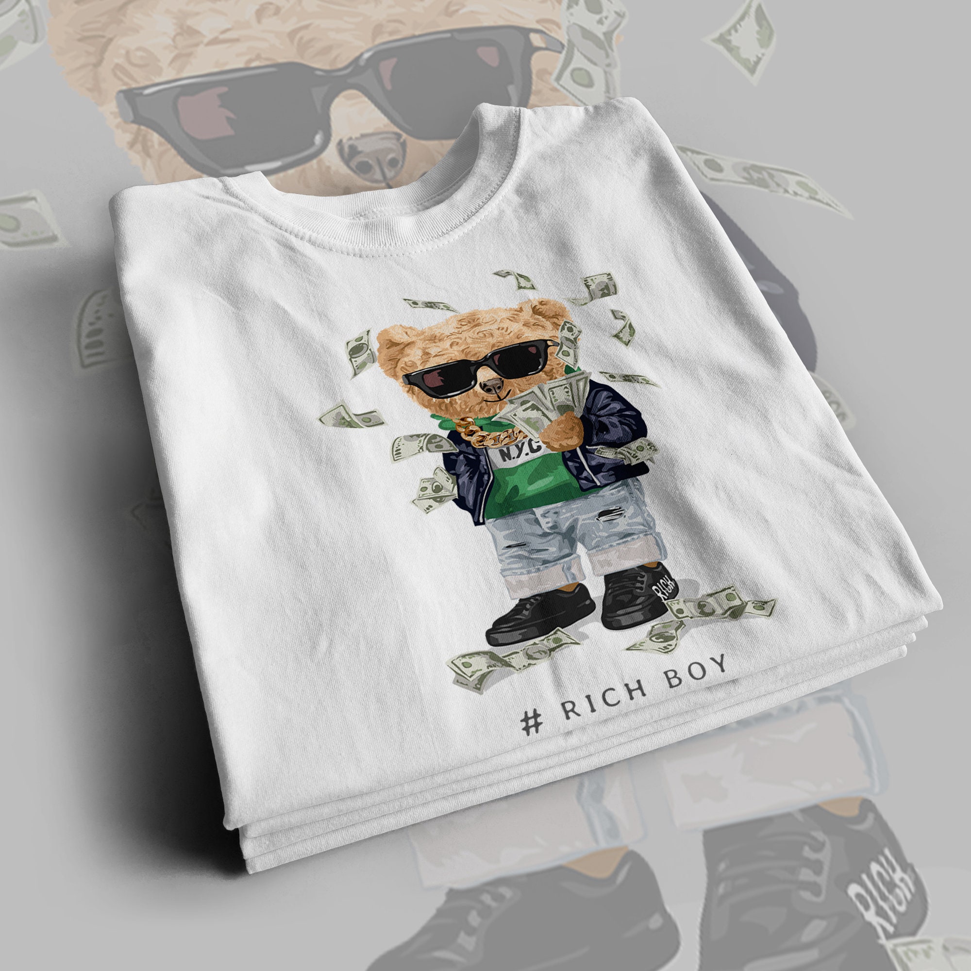 Rich Boy Teddy Bear PNG Design Digital File - Etsy