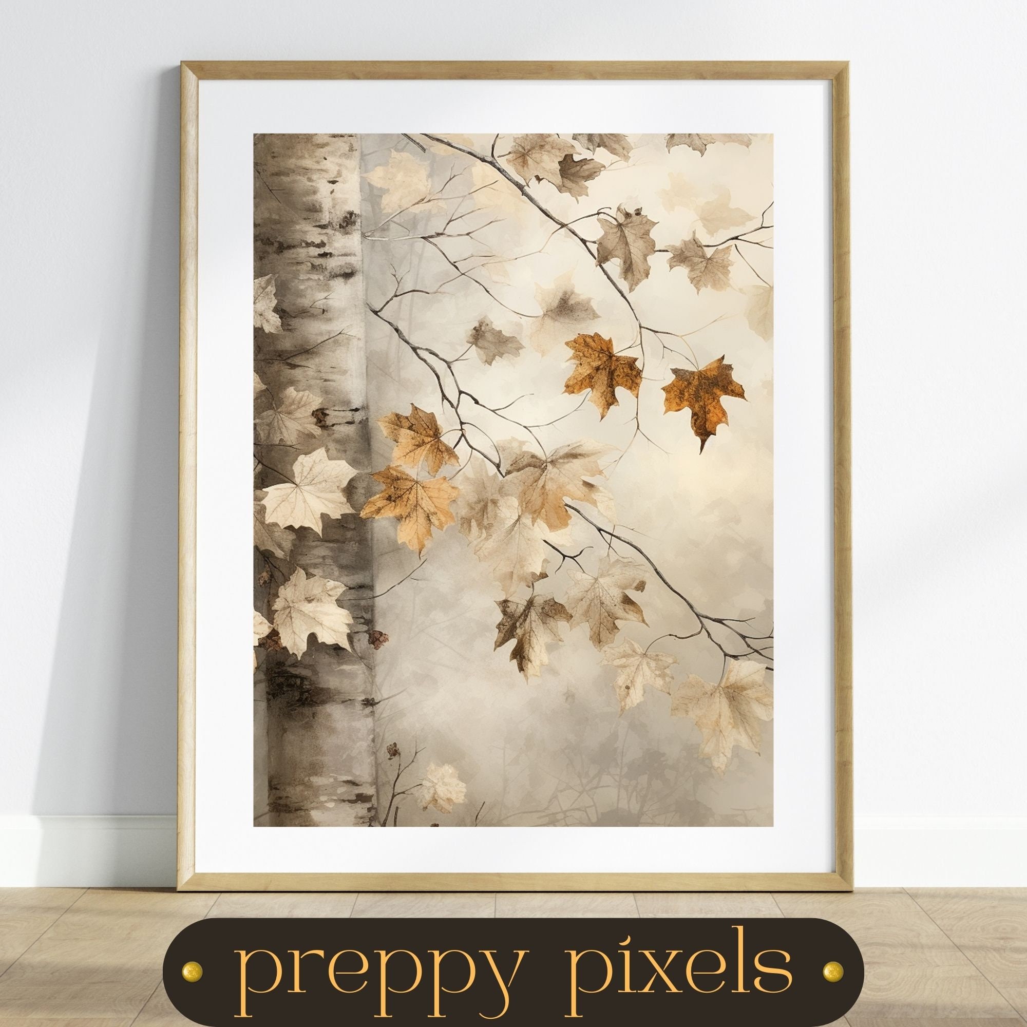 Fall Wall Decor Printable Fall Leaves Rustic Fall Art Vintage Autumn ...
