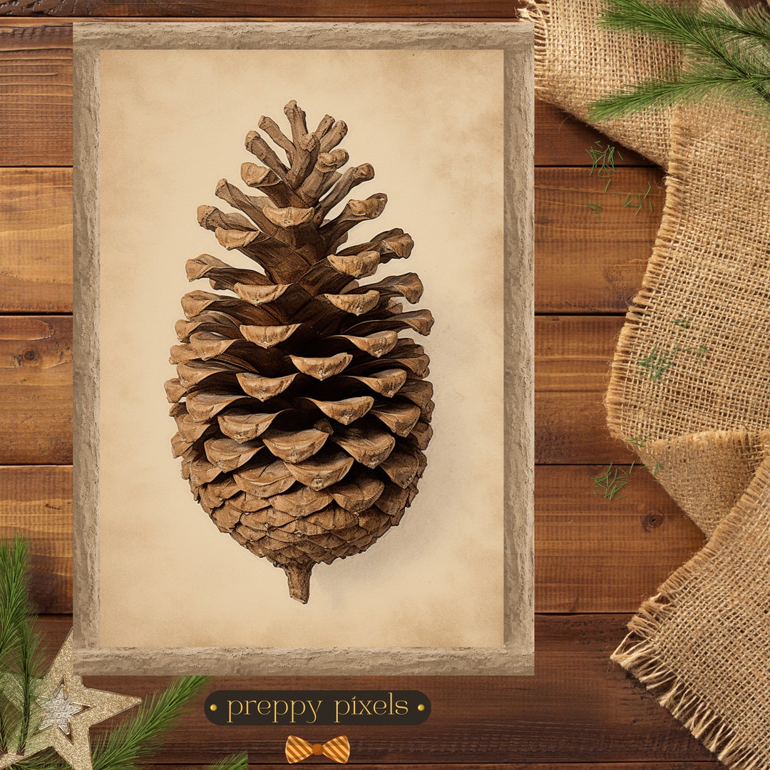 Rustic Pine Cone Printable Xmas Art Christmas Rustic Nature Christmas Printable Art Xmas Prints ...