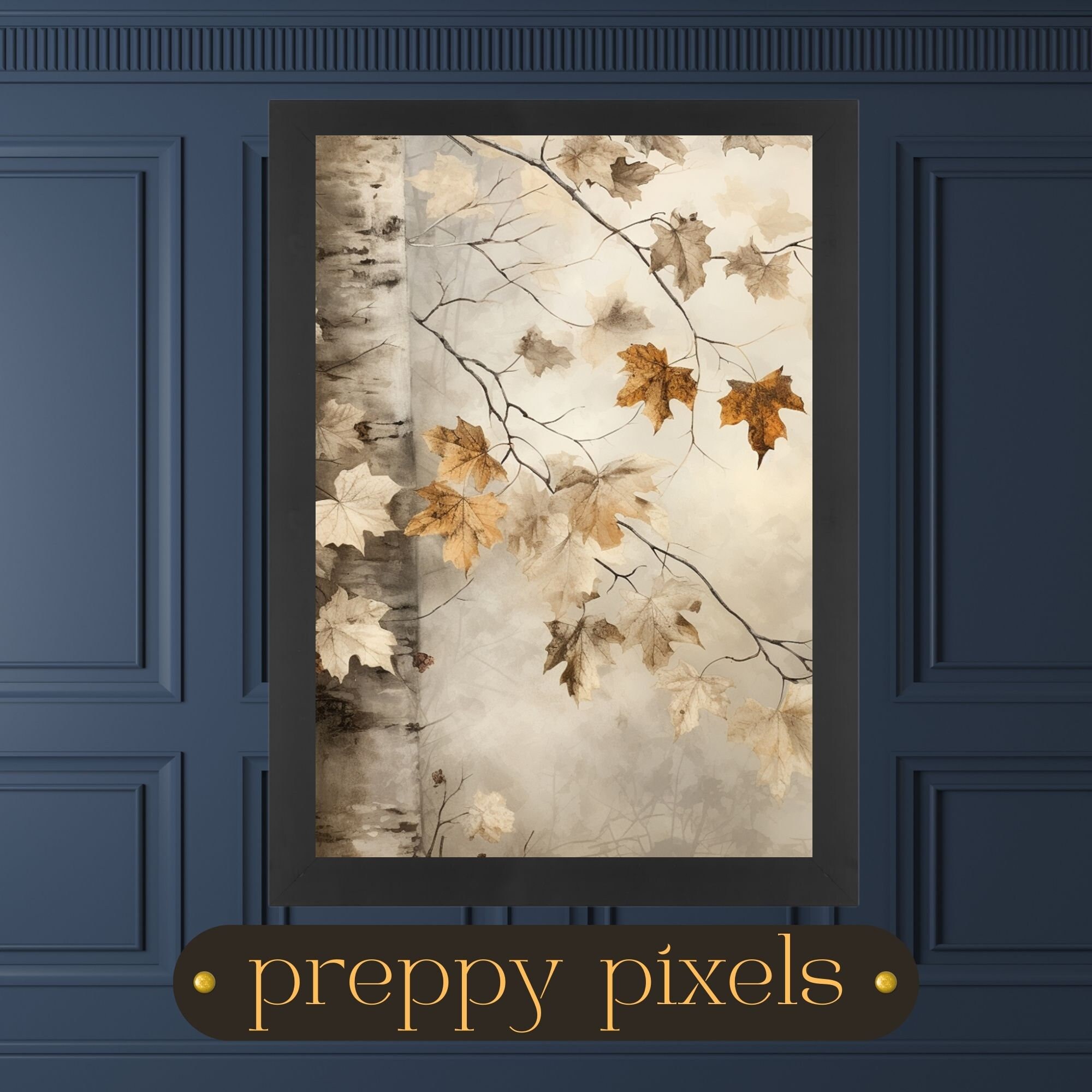 Fall Wall Decor Printable Fall Leaves Rustic Fall Art Vintage Autumn ...