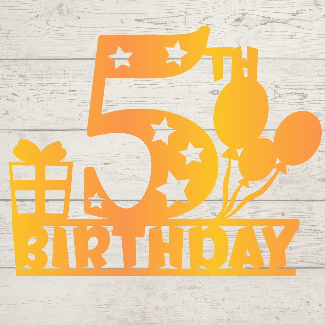 5th Birthday SVG, 5th Birthday Clipart Cricut, Fifth Birthday Pdf ...