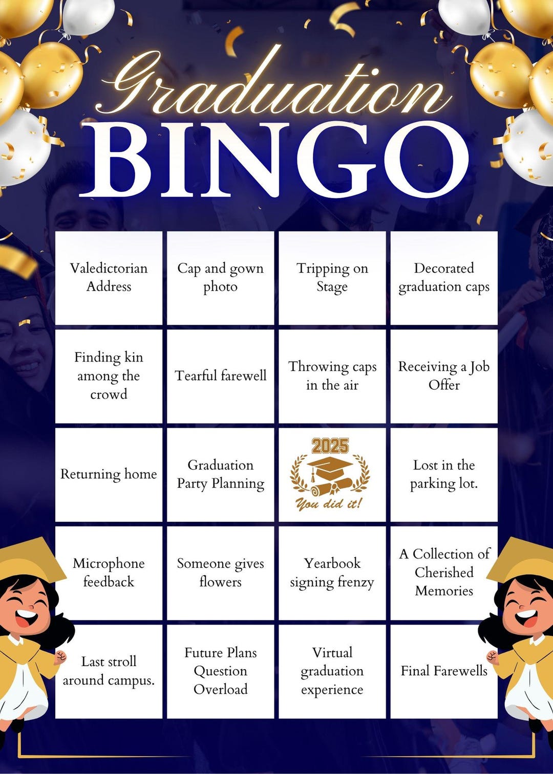 Bingo Gradution Game, Graduation Bingo Game Set, Graduation Game Cricut ...