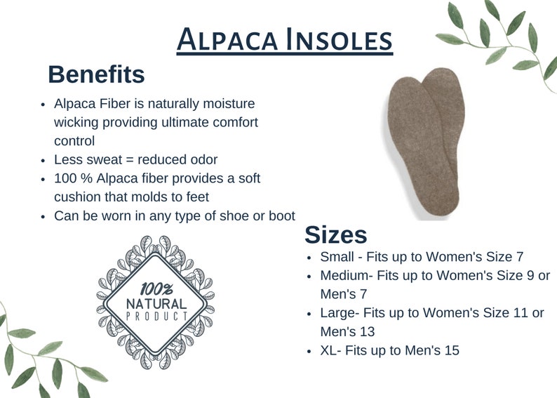 Luxurious Alpaca Fiber Shoe Insoles - Natural Fiber Inserts for Warmth ...