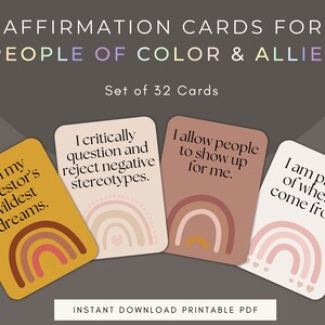Affirmation Cards for People of Color & Allies | BIPOC | Encouragement ...