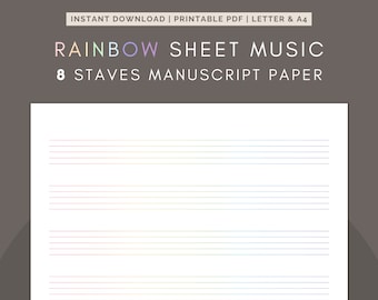 Printable Blank Sheet Music 8 Staves - Blank Staff Paper - Etsy