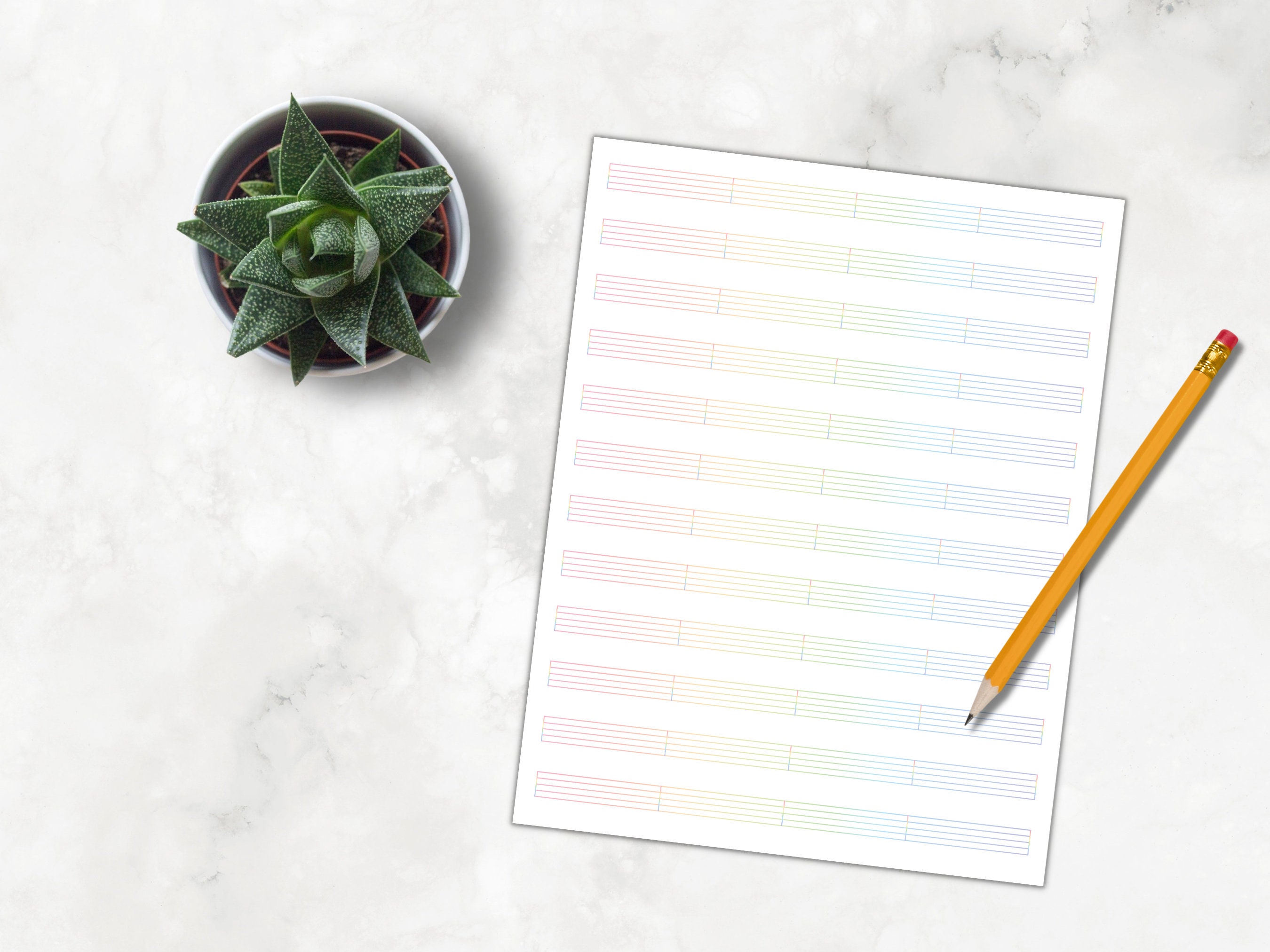 Rainbow Blank Sheet Music - 12 Staves Printable Staff Paper PDF - Etsy