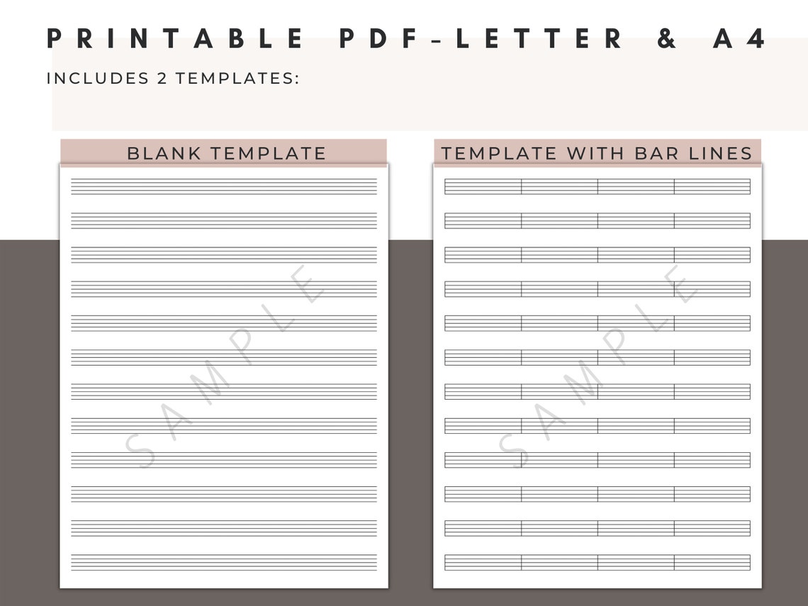 Blank Sheet Music - 12 Staves Printable Staff Paper PDF - Etsy