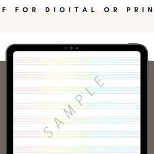 Rainbow Blank Sheet Music - 12 Staves Printable Staff Paper PDF - Etsy