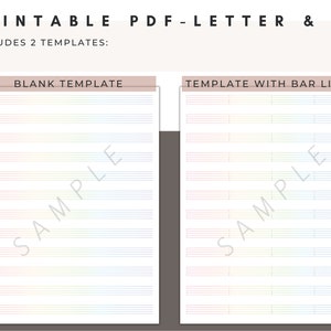 Rainbow Blank Sheet Music - 12 Staves Printable Staff Paper PDF - Etsy