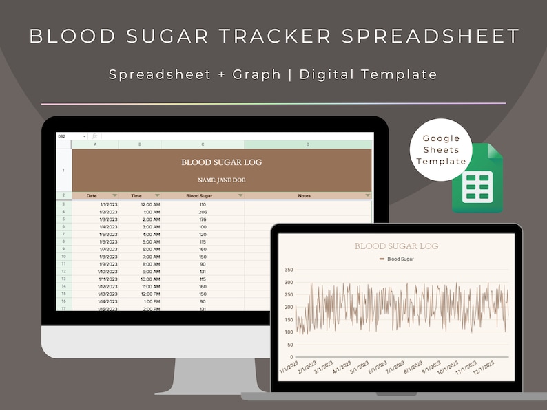 Blood Sugar Log | Spreadsheet Tracker | Google Sheets Template ...