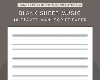 Blank Music Sheet Bundle PDF, Guitar Chord Chart, Letter A4, Grand ...