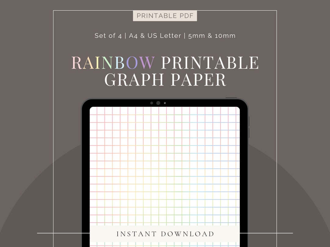 Pastel Rainbow Printable Graph Paper PDF | Set of 4 | A4 + US Letter ...