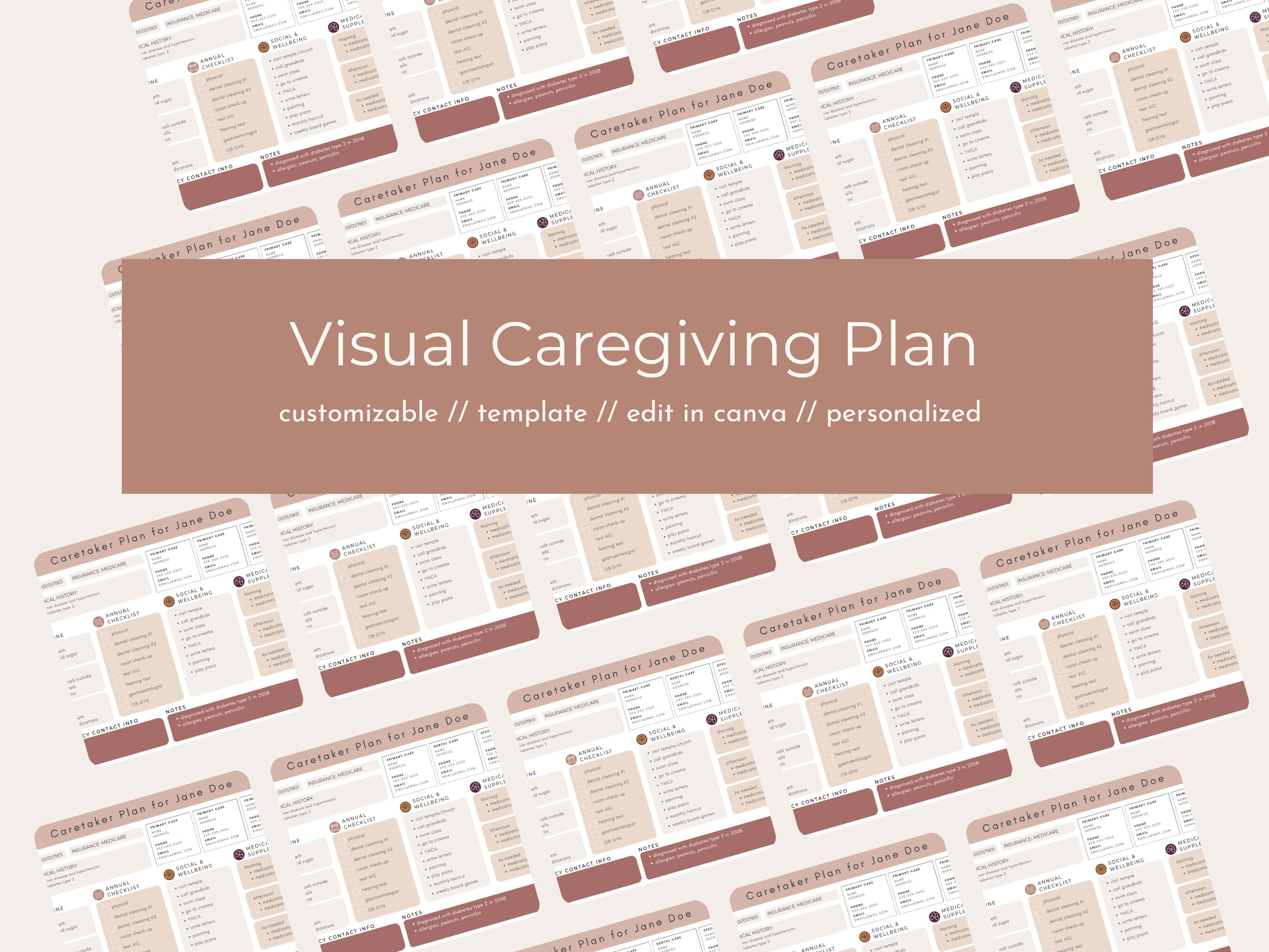 Caregiver Plan | Personalized Visual Health Planner | Wellness Schedule ...