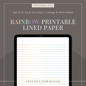 Pastel Rainbow Lined Writing Paper Printable PDF | Set of 8 | A4 + US ...