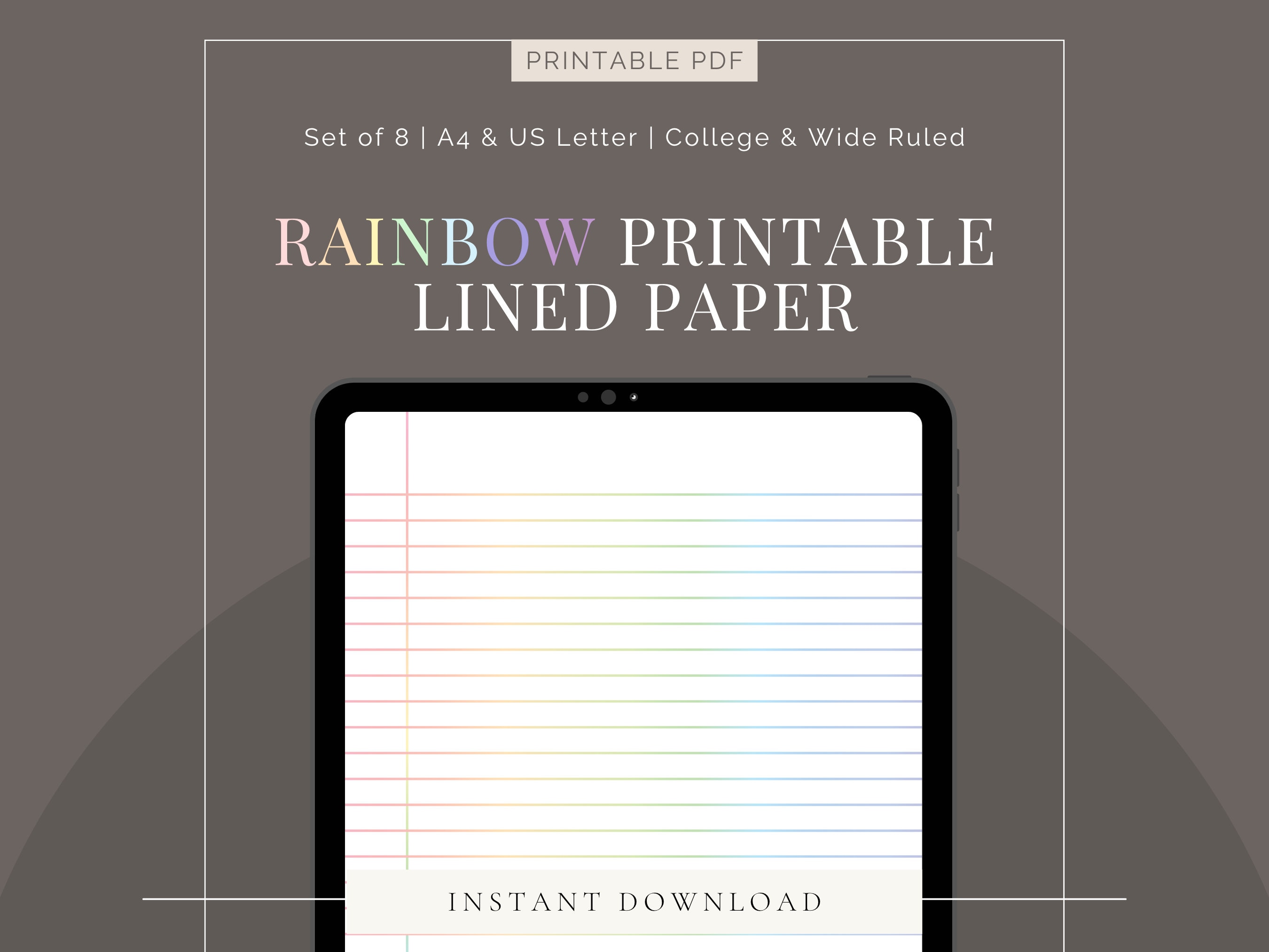 Pastel Rainbow Lined Writing Paper Printable PDF | Set of 8 | A4 + US ...