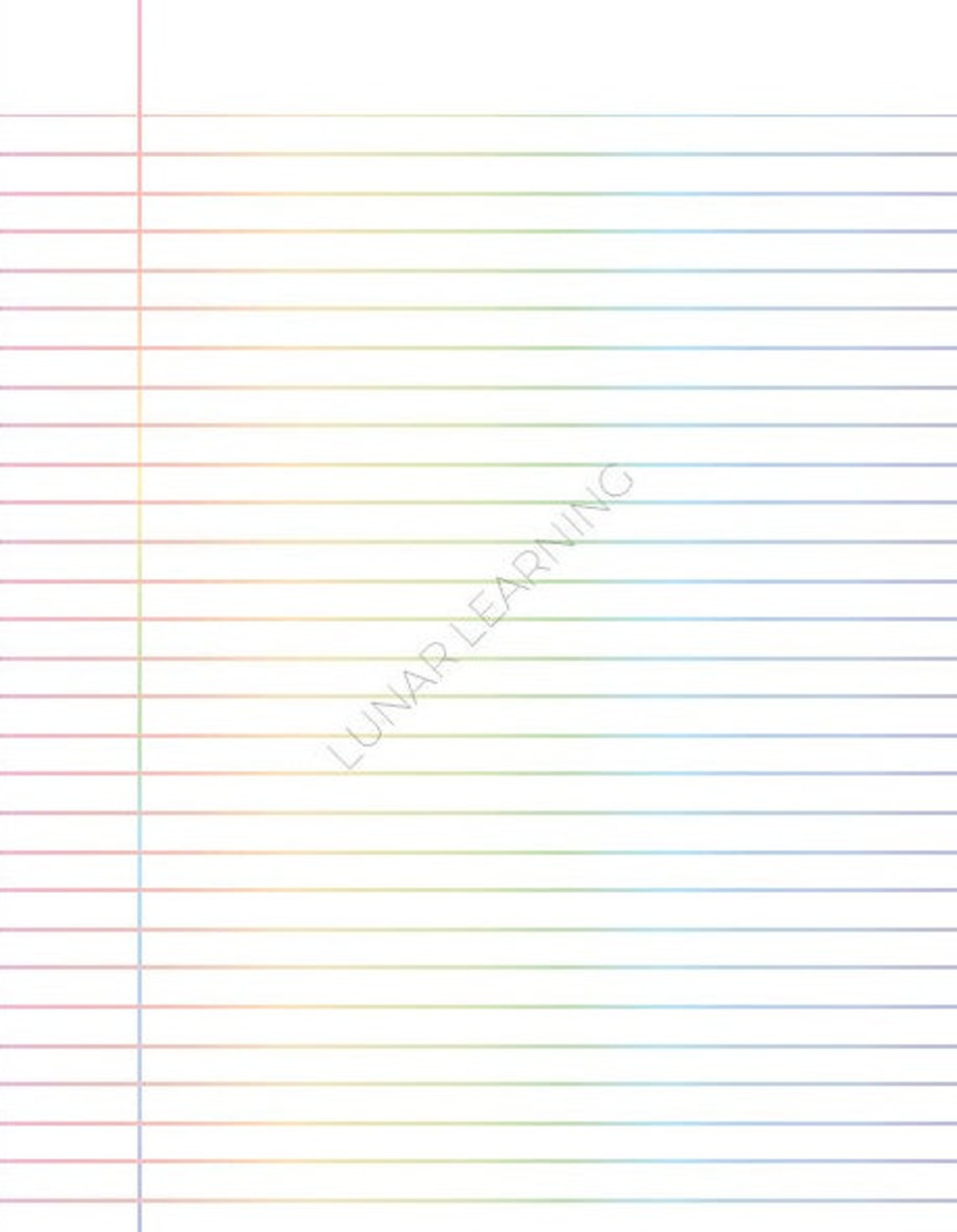 Pastel Rainbow Lined Writing Paper Printable PDF Set of 8 A4 US Letter ...