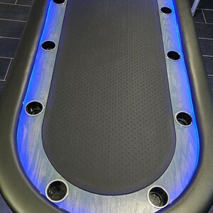 Farmhouse Red Oak Racetrack LED Game Table Holdem Poker Table 10 Person ...