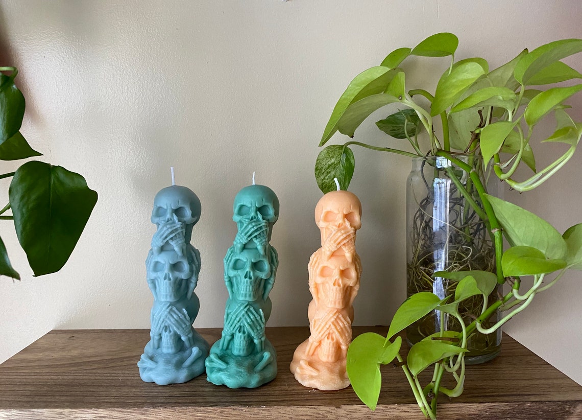 Skeleton Candle / Skeleton Pillar Candle/ Halloween Candle / - Etsy