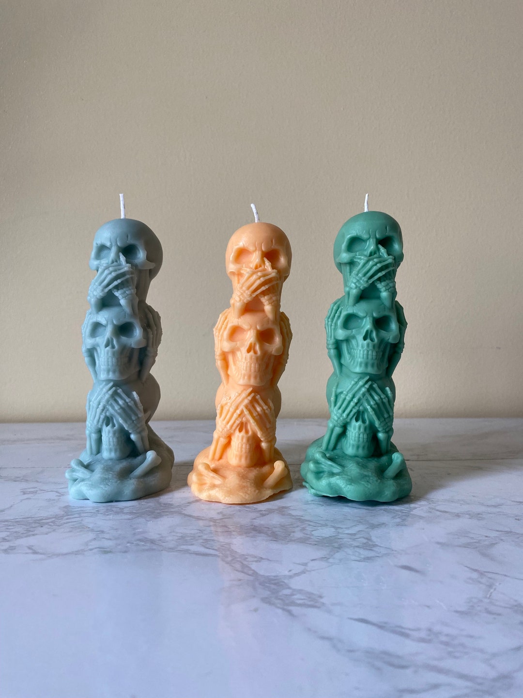 Skeleton Candle / Skeleton Pillar Candle/ Halloween Candle / - Etsy
