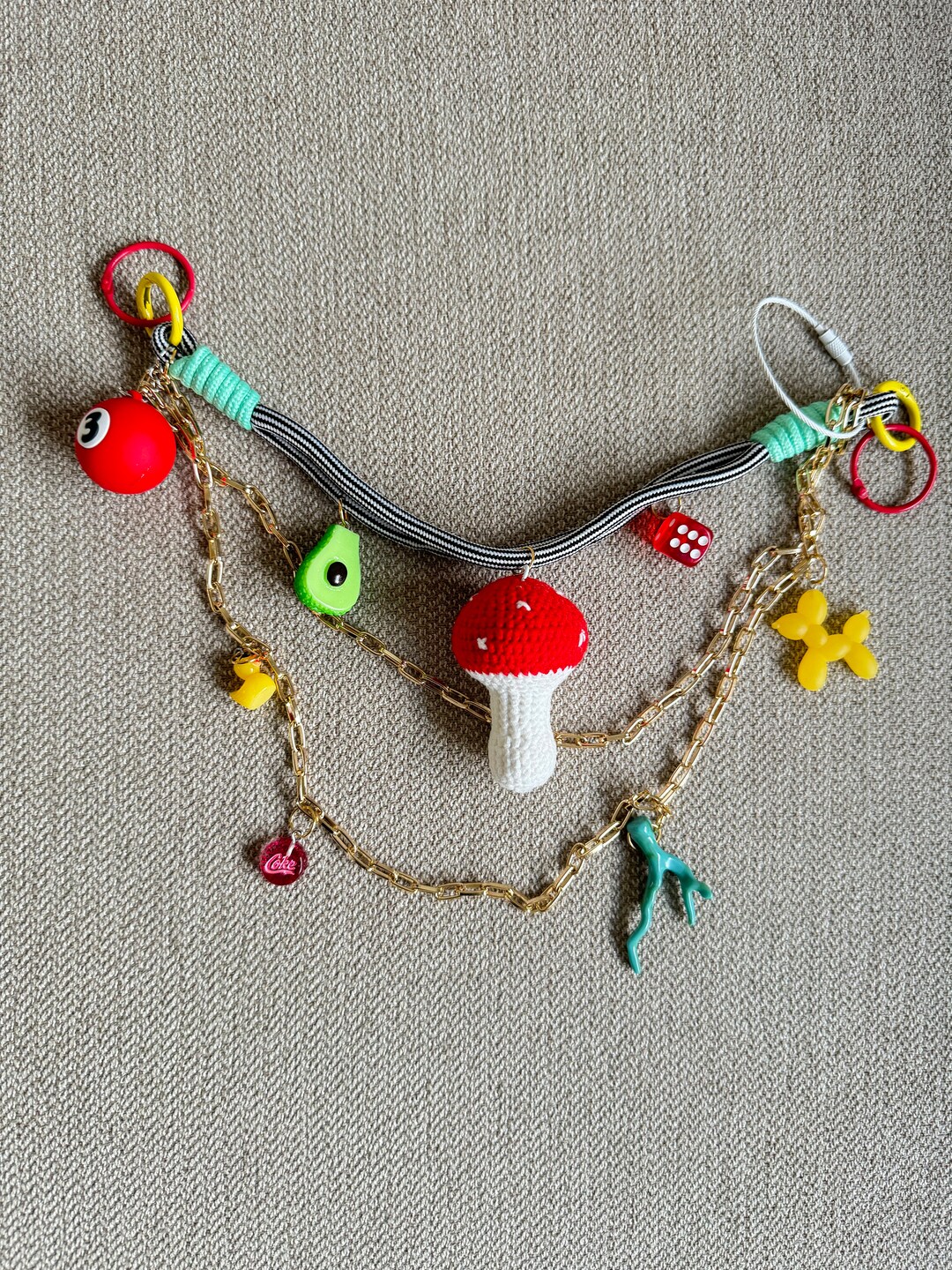 Crochet Mushroom Bag Charm, Purse Charm, Strap Keychain, Trend Bag ...