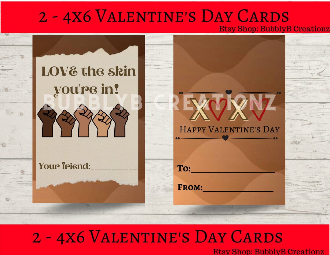 Melanin Black History Month Valentine's Day Cards -instant Download ...